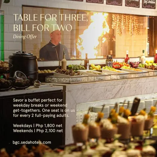 Seda BGC Table for Three, Bill for Two | The Beat Manila