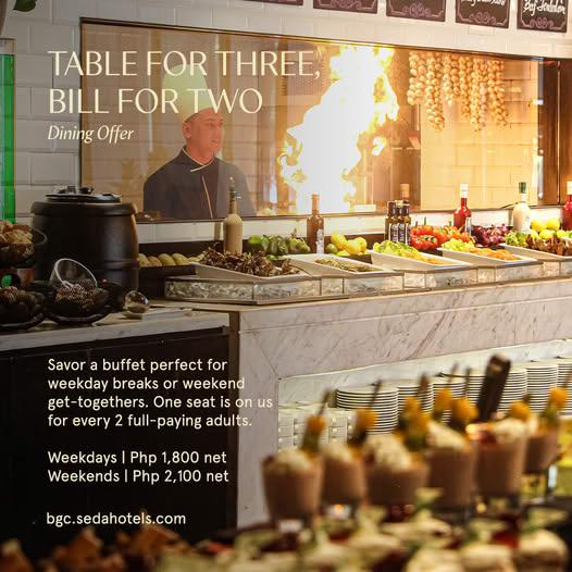 Seda BGC Table for Three, Bill for Two | The Beat Manila