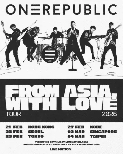 OneRepublic's Asia Tour 2026 Includes HK & SG. Get Ready!